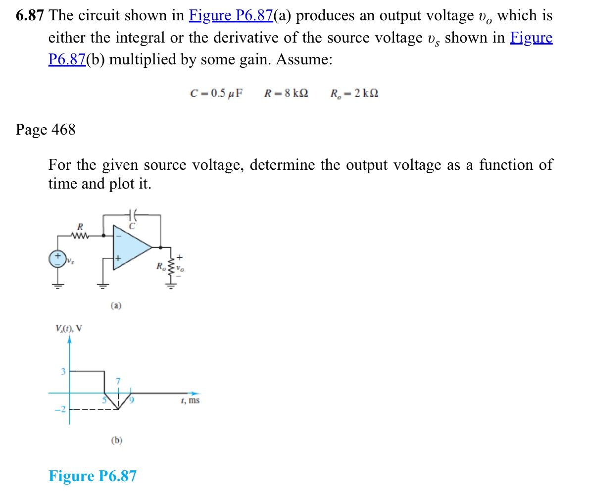 Solved 6.87 The circuit shown in Figure P6.87(a) produces an | Chegg.com
