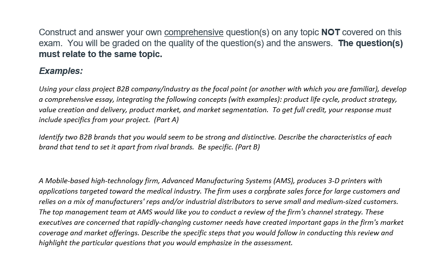 Solved Construct and answer your own comprehensive | Chegg.com