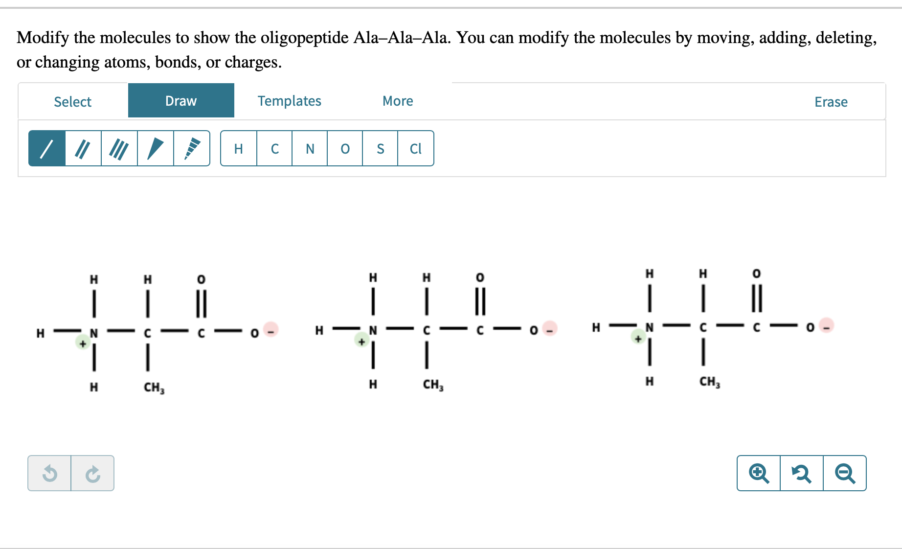 Solved Modify the molecules to show the oligopeptide | Chegg.com