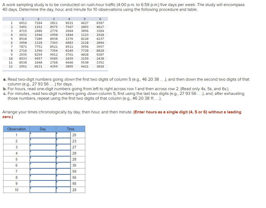 Solved A work sampling study is to be conducted on rush-hour | Chegg.com