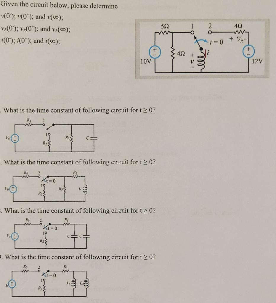 Solved Given the circuit below, please determine | Chegg.com