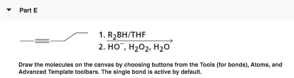 Solved Part E 1. R2BH/THF 2. HO, H2O2, H20 Draw the | Chegg.com