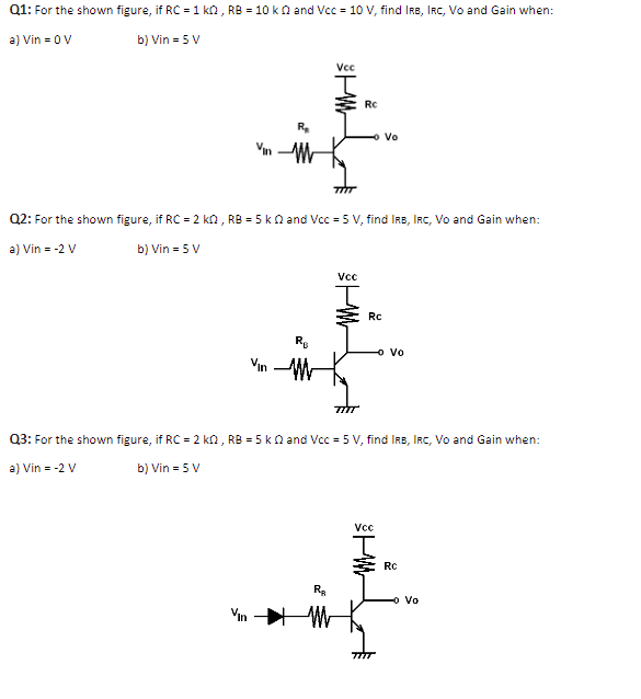 Solved Q1: For the shown figure, if RC=1kΩ,RB=10kΩ ﻿and | Chegg.com