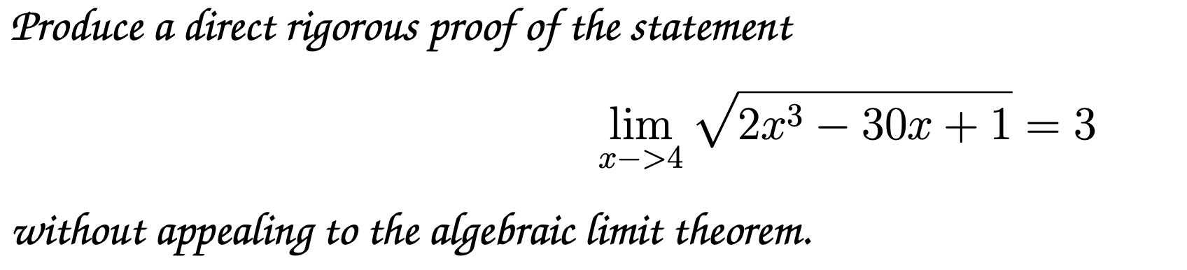 Solved Produce a direct rigorous proof of the statement lim | Chegg.com