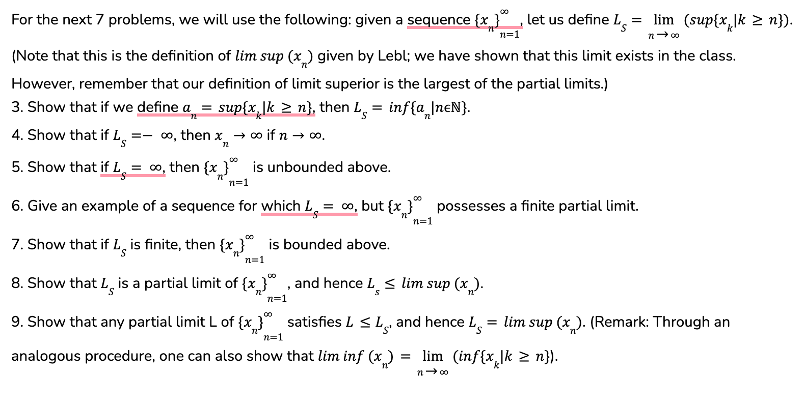 Solved For the next 7 problems, we will use the following: | Chegg.com