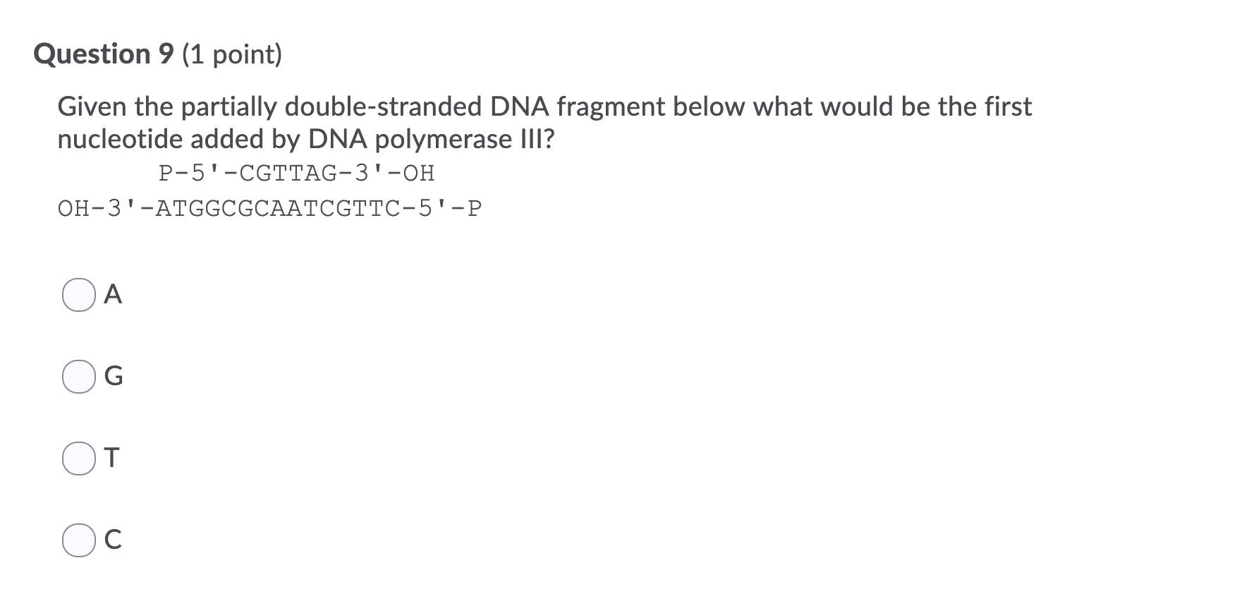 Solved Question 9 (1 point) Given the partially | Chegg.com