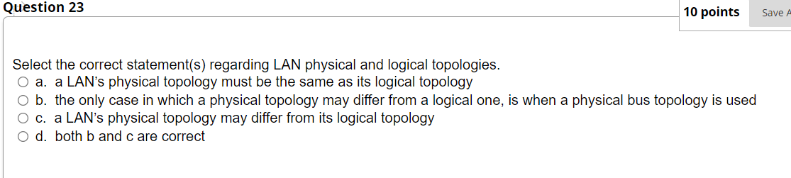 Solved Select the correct statement(s) regarding LAN | Chegg.com