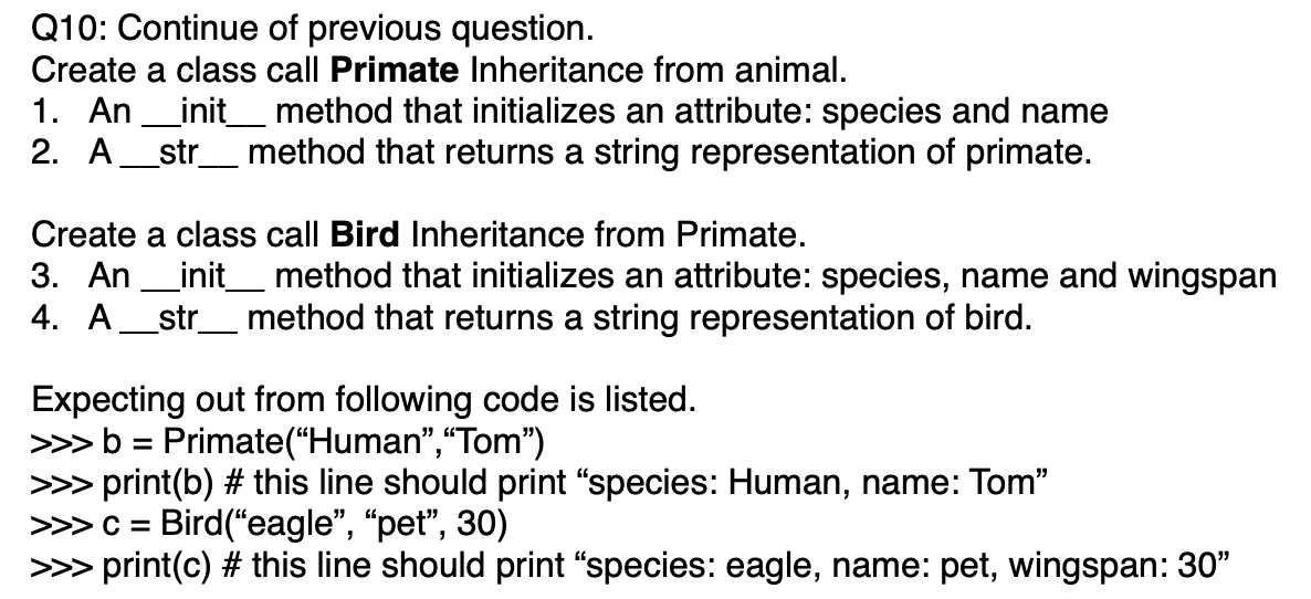 Solved Q10: Continue of previous question. Create a class | Chegg.com