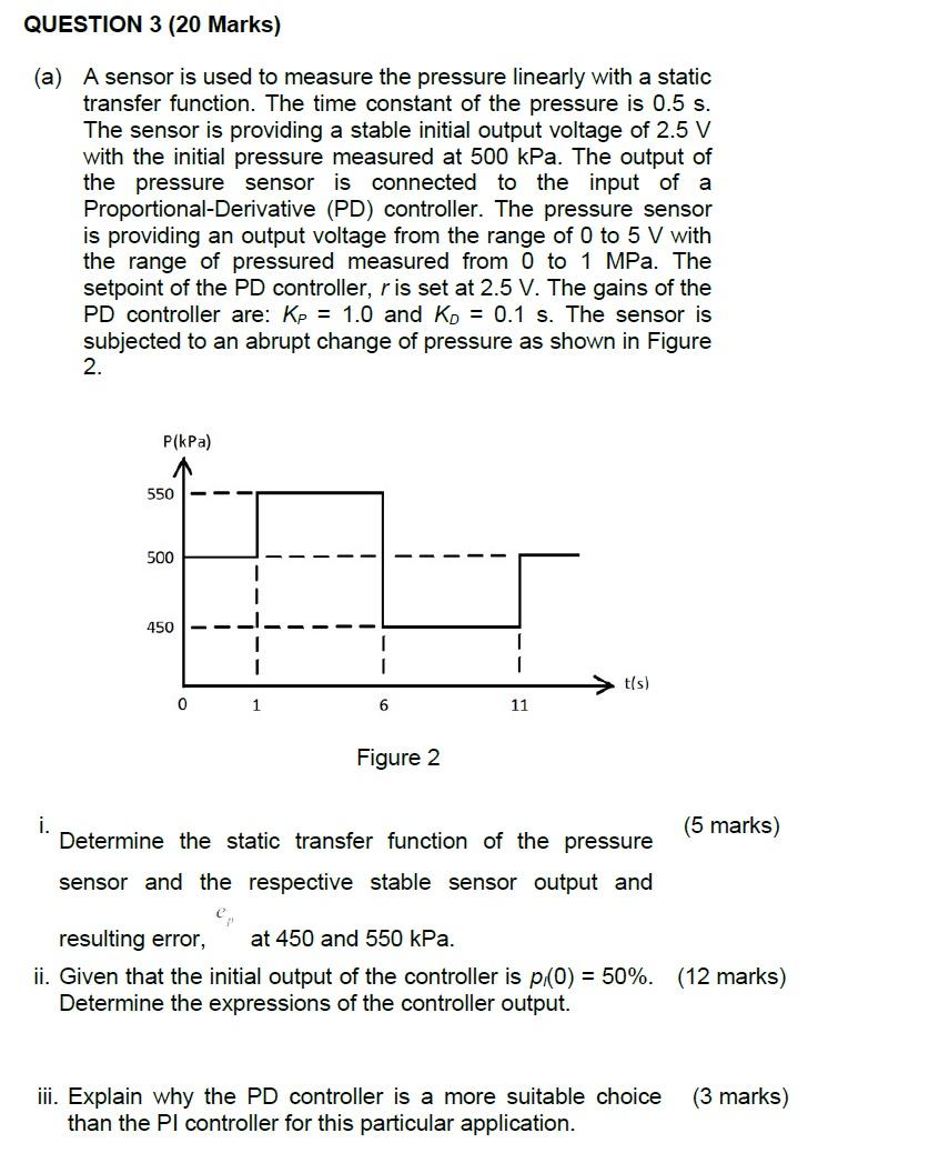 Solved QUESTION 3 (20 Marks) (a) A sensor is used to measure | Chegg.com