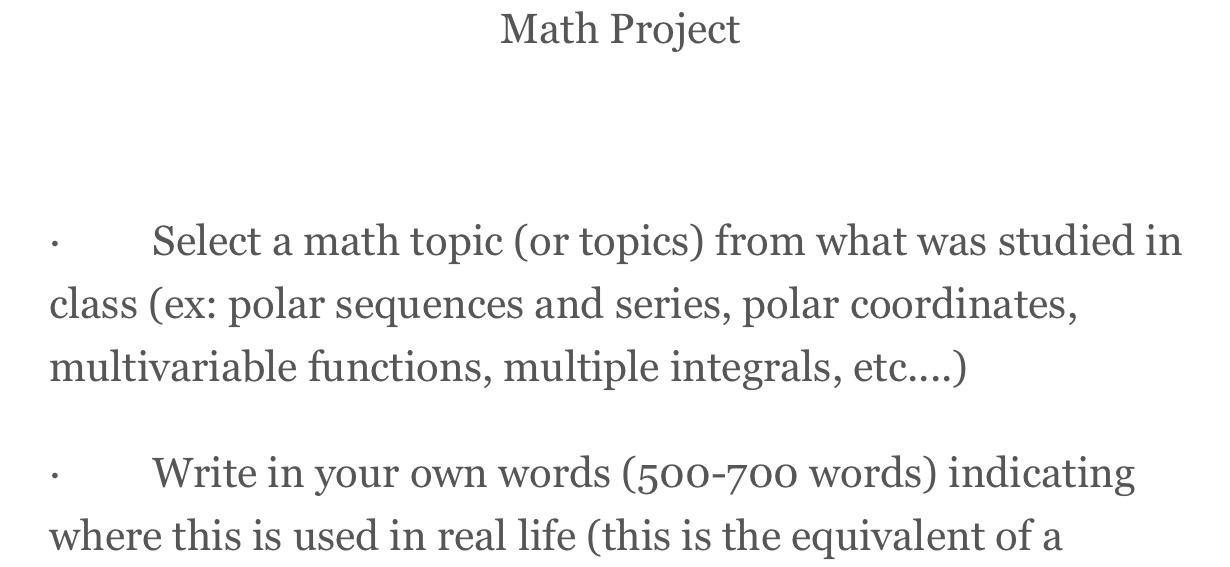 Solved Hello, I need help in solving my calculus 3 project | Chegg.com