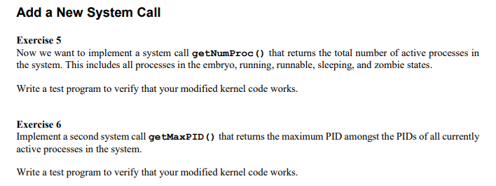 Solved I need help implementing a Custom system call in | Chegg.com