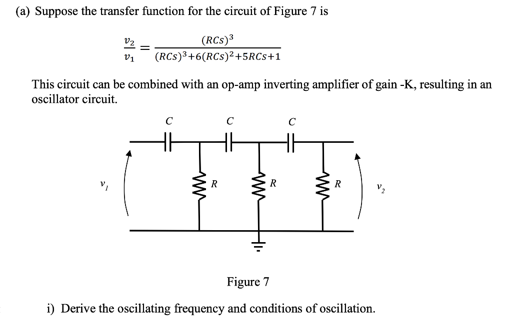 Solved (a) Suppose the transfer function for the circuit of | Chegg.com