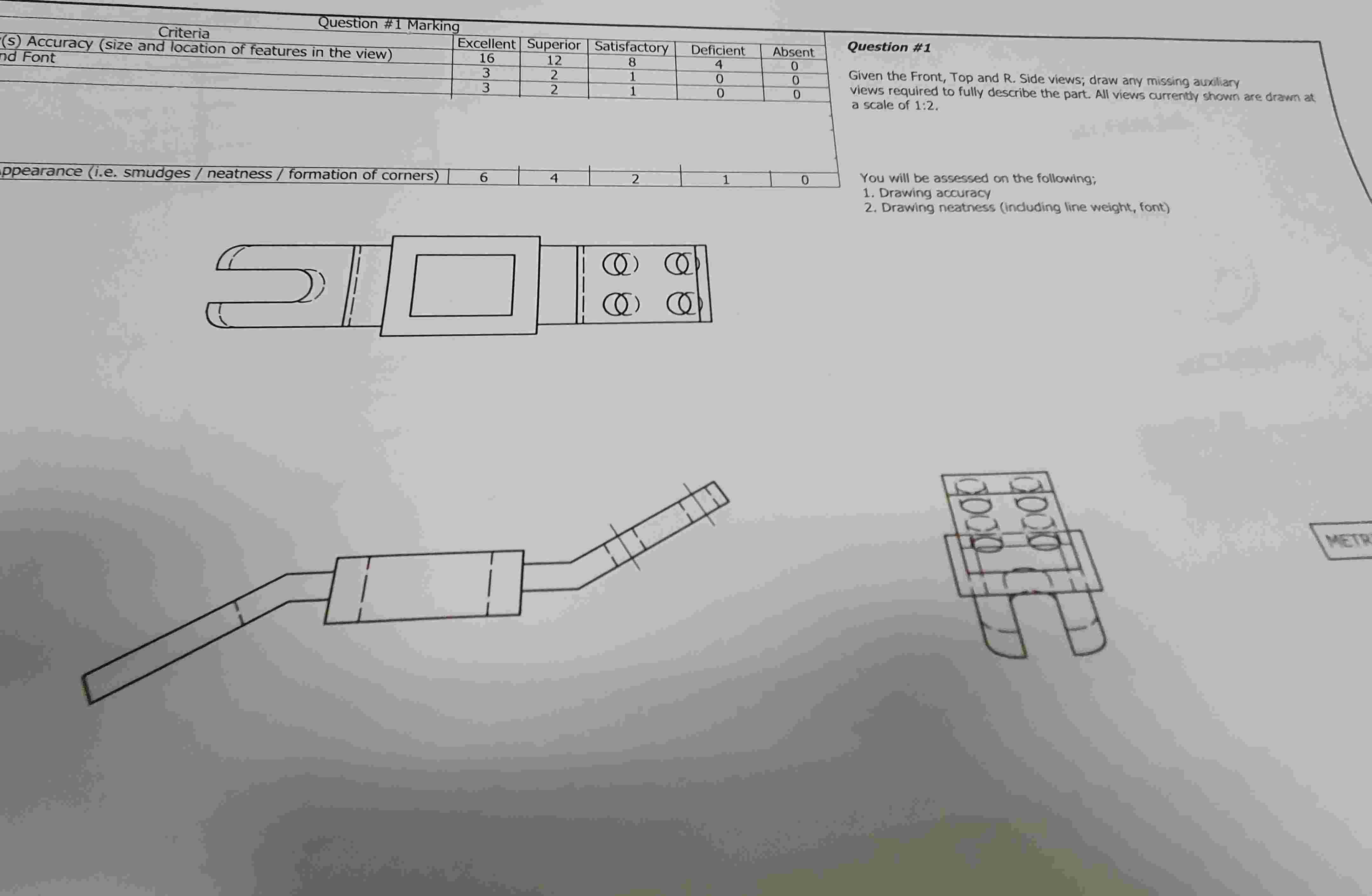 Given the Front, TOp and R. ﻿Side views; draw any | Chegg.com