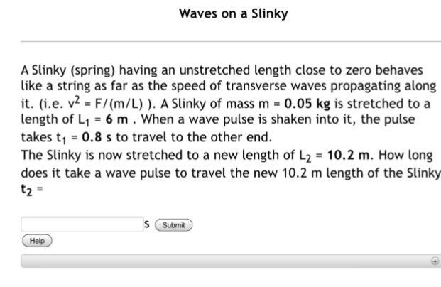 Solved Waves on a Slinky A Slinky (spring) having an | Chegg.com