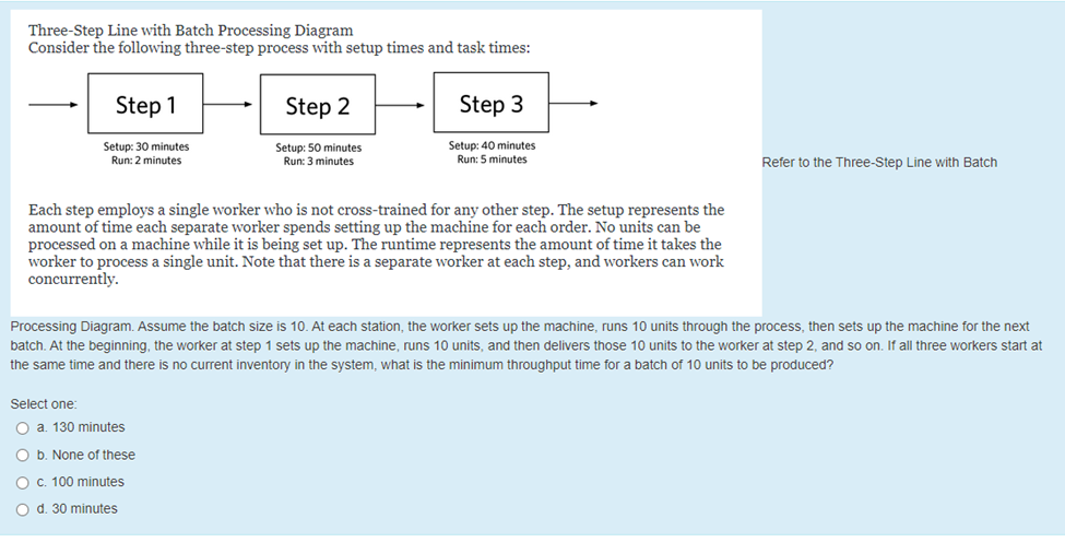 Solved Three-Step Line with Batch Processing Diagram | Chegg.com