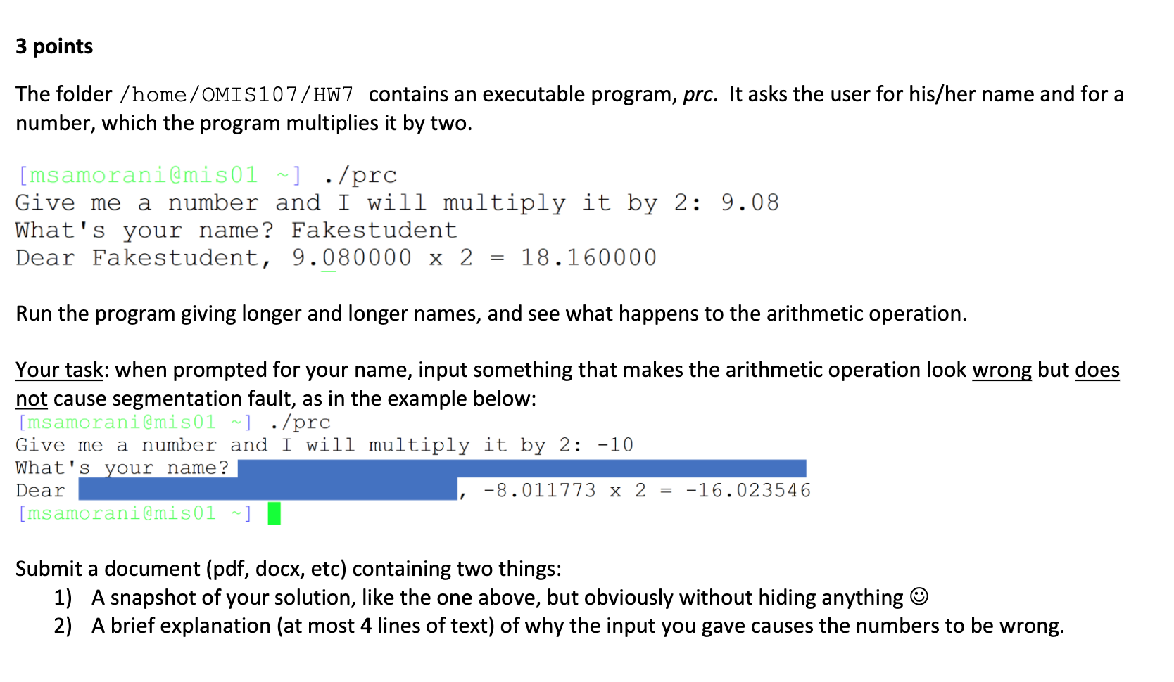Solved 3 points The folder /home/OMIS107/HW7 contains an | Chegg.com