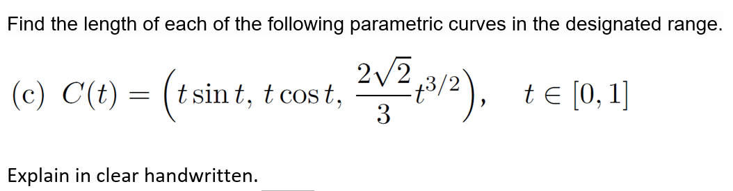 Solved Find the length of each of the following parametric | Chegg.com