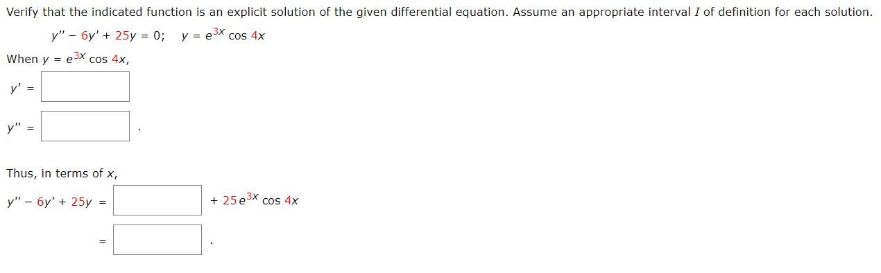 Solved Verify that the indicated function is an explicit | Chegg.com