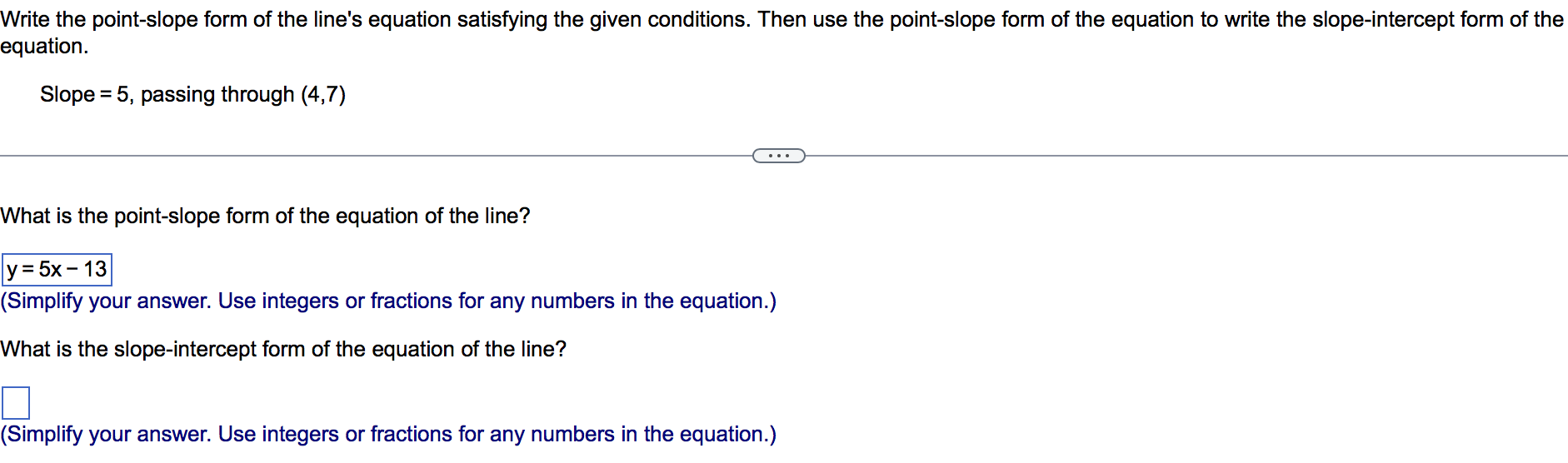 Solved Write the point-slope form of the line's equation | Chegg.com