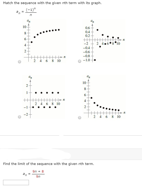 Solved Match the sequence with the given nth term with its | Chegg.com
