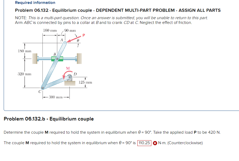 Solved Problem 06.132 - Equilibrium couple - DEPENDENT | Chegg.com