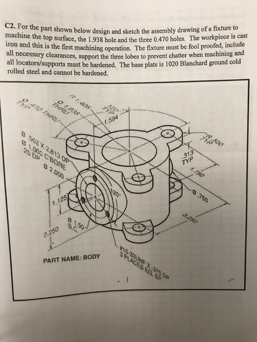 C2. For th e part shown below design and sketch the | Chegg.com