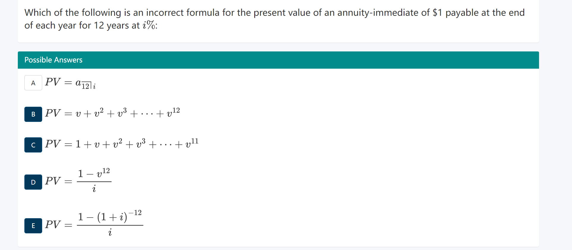 Solved Which of the following is an incorrect formula for | Chegg.com