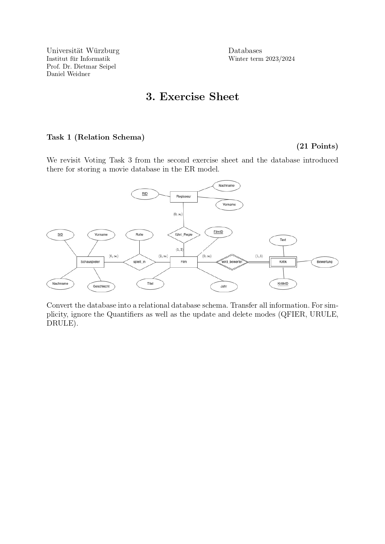 Solved Universität Würzburg Institut für Informatik Prof. | Chegg.com