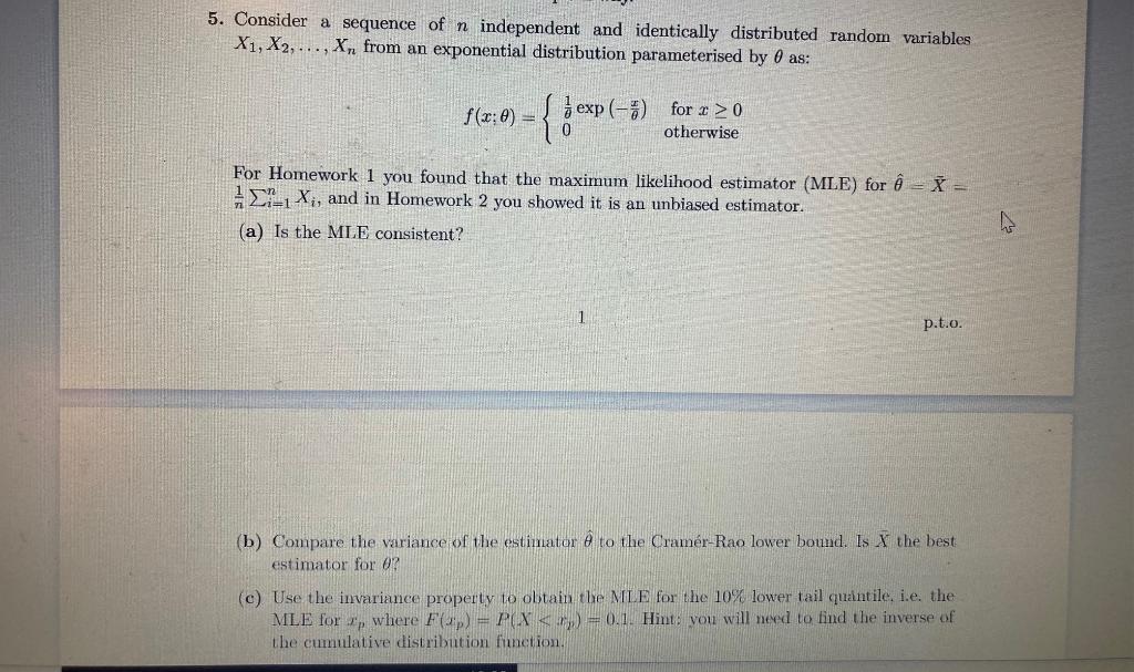 Solved 5. Consider a sequence of n independent and | Chegg.com