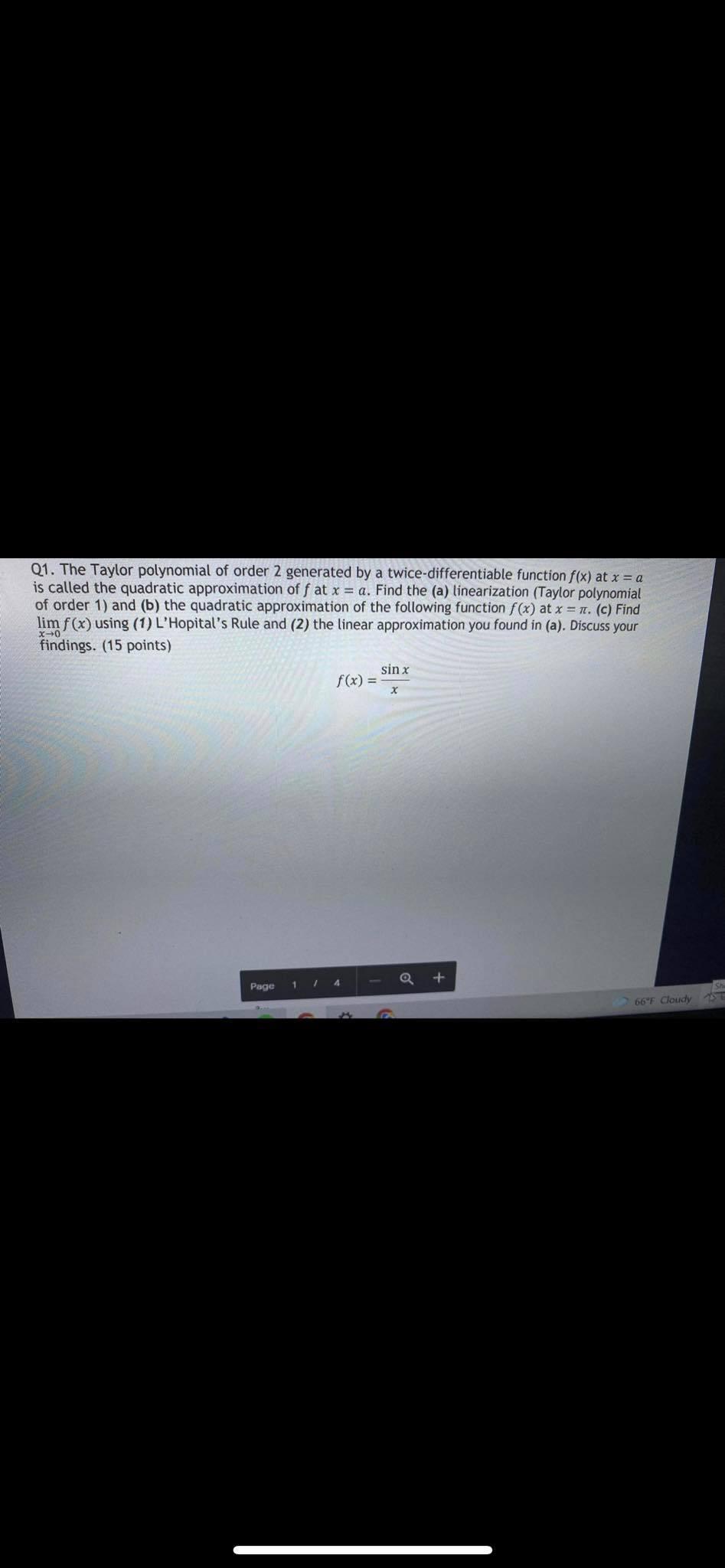 [Solved]: Q1. The Taylor polynomial of order 2 generated b