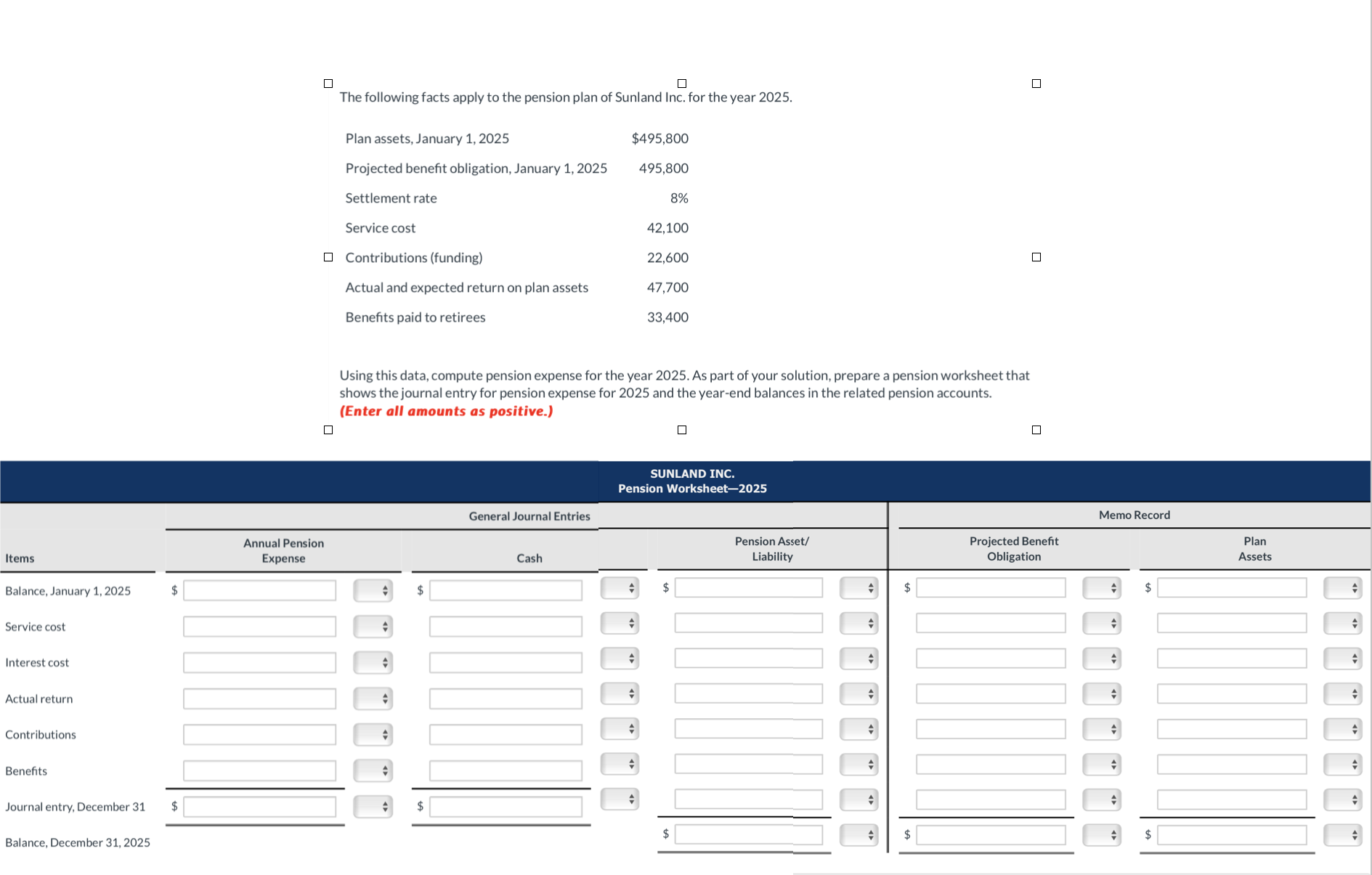 Solved The following facts apply to the pension plan of | Chegg.com