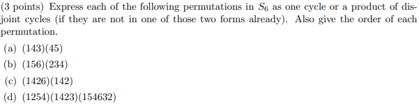 Solved (3 points) Express each of the following permutations | Chegg.com