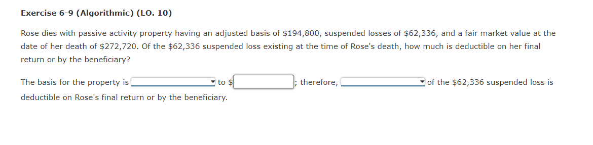 Solved Exercise 6-9 (Algorithmic) (LO. 10)Rose dies with | Chegg.com