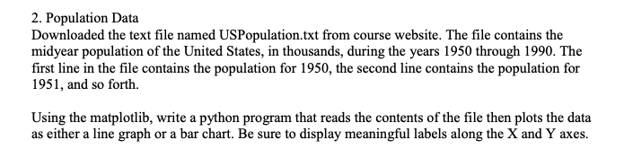 Solved 2. Population Data Downloaded the text file named US | Chegg.com