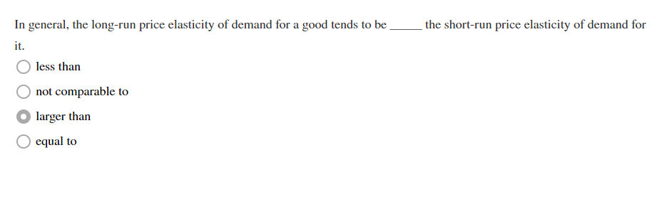 Solved the short-run price elasticity of demand for In | Chegg.com