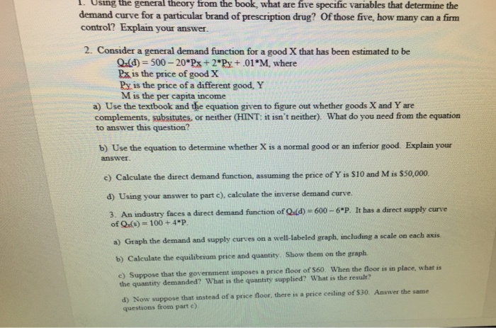 Solved . Using the general theory from the book, what are | Chegg.com