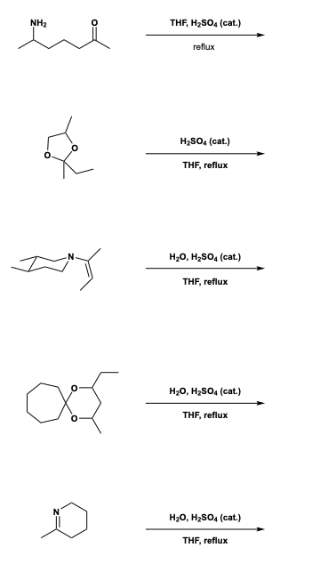 Solved THF, H2SO4 (cat.) reflux H2SO4 (cat.) THF, reflux | Chegg.com