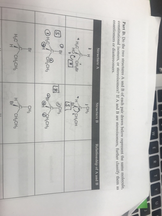 Solved Part D. Do the two structures A and B of each pair | Chegg.com