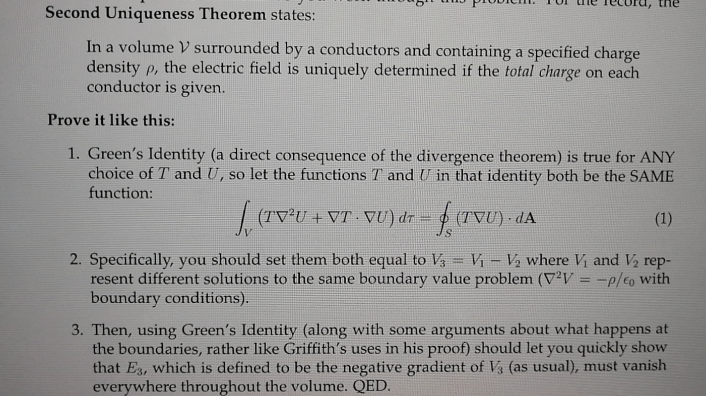 Solved 1, the Second Uniqueness Theorem states: In a volume | Chegg.com