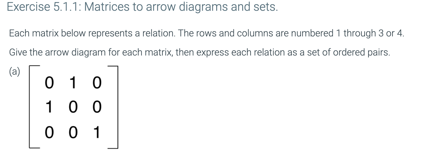 Solved (c) 1 2 3 Exercise 5.1.1: Matrices to arrow | Chegg.com