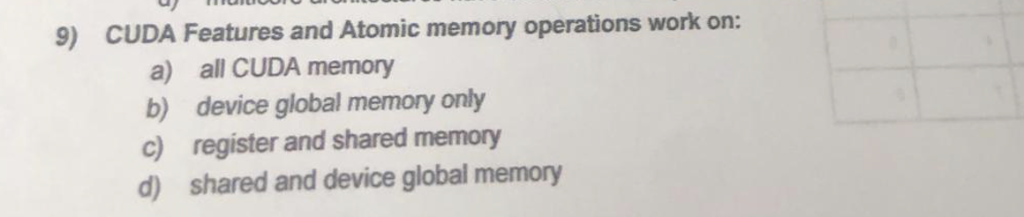 Solved 9) CU DA Features and Atomic memory operations work | Chegg.com