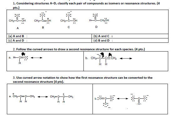 Solved 1. Considering structures A-D, classify each pair of | Chegg.com