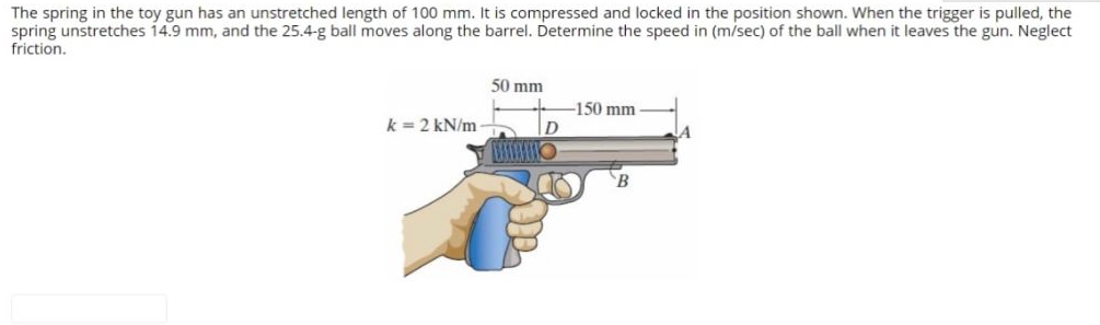 Solved The spring in the toy gun has an unstretched length | Chegg.com
