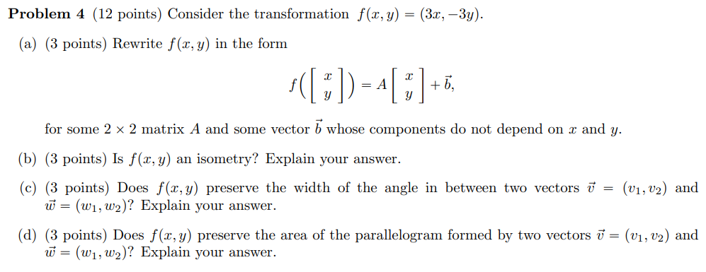 Solved Problem 4 (12 points) Consider the transformation | Chegg.com