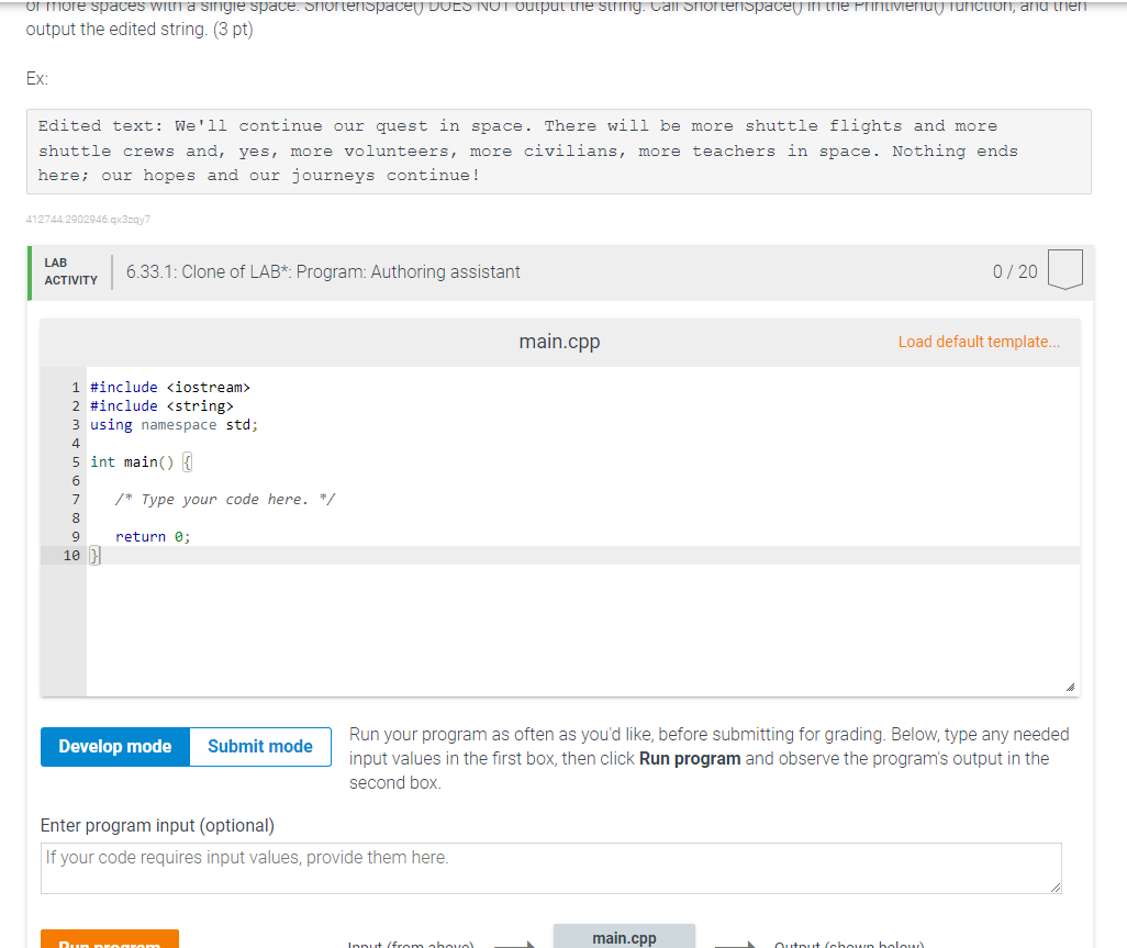 Solved 6.33 Clone of LAB∗: Program: Authoring assistant (1) | Chegg.com