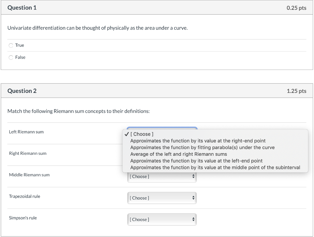 Solved Question 1 0.25 pts Univariate differentiation can be | Chegg.com