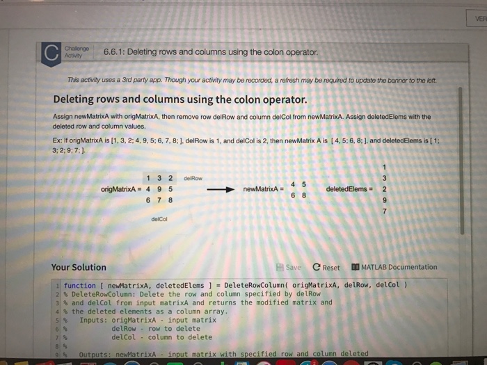 Solved 661 Deleting Rows And Columns Using The Colon 