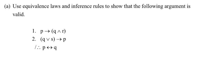 Solved (a) Use equivalence laws and inference rules to show | Chegg.com