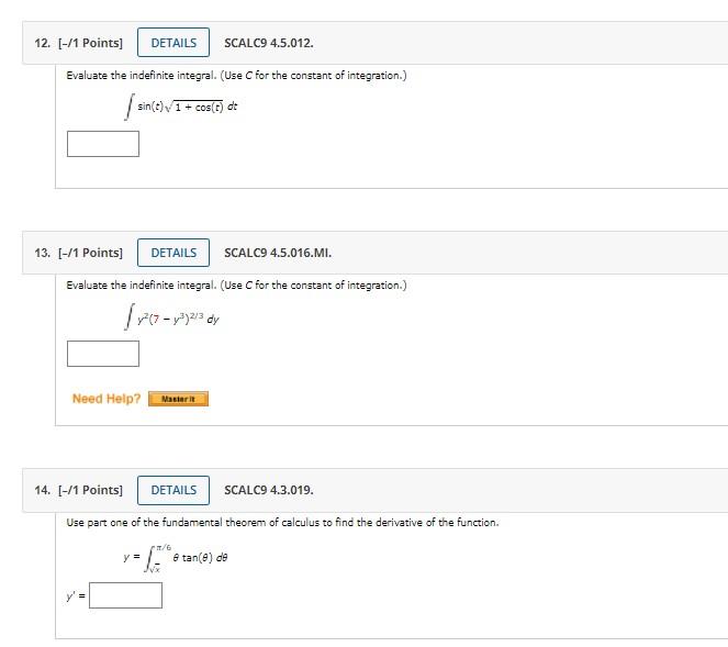 Solved 12. [-/1 Points) DETAILS SCALC9 4.5.012. Evaluate the | Chegg.com