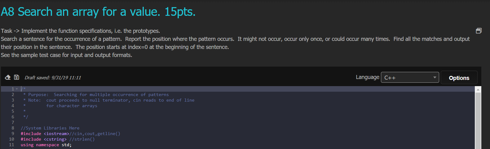 A8 Search An Array For A Value 15pts Task